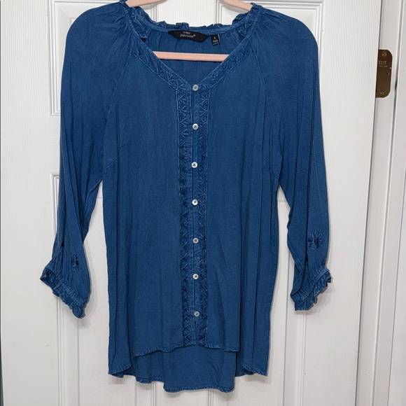 Mlle Gabrielle | Tops | Mlle Gabrielle Deep Blue Blouse With Button ...